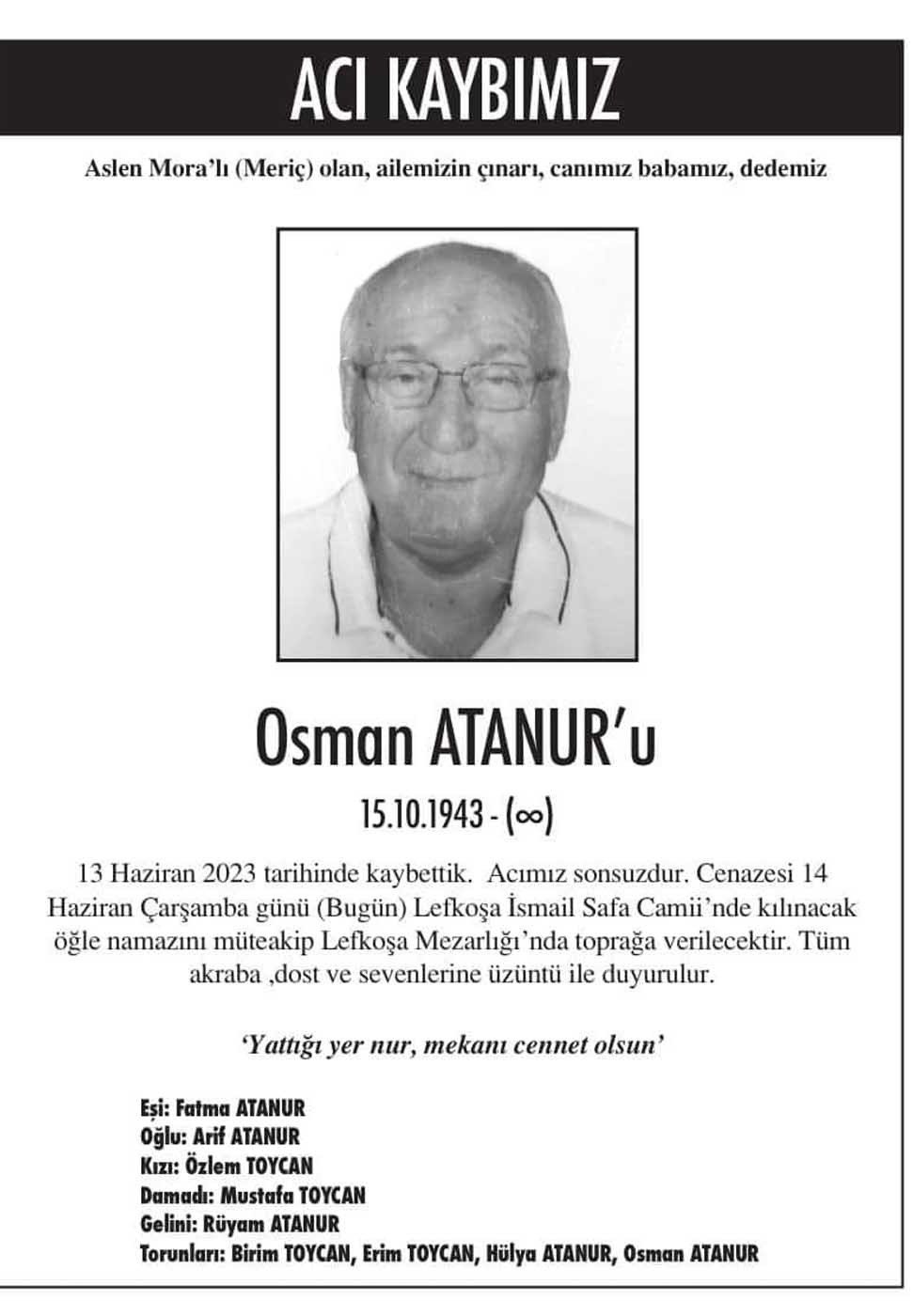 Osman Atanur Hayatını Kaybetti